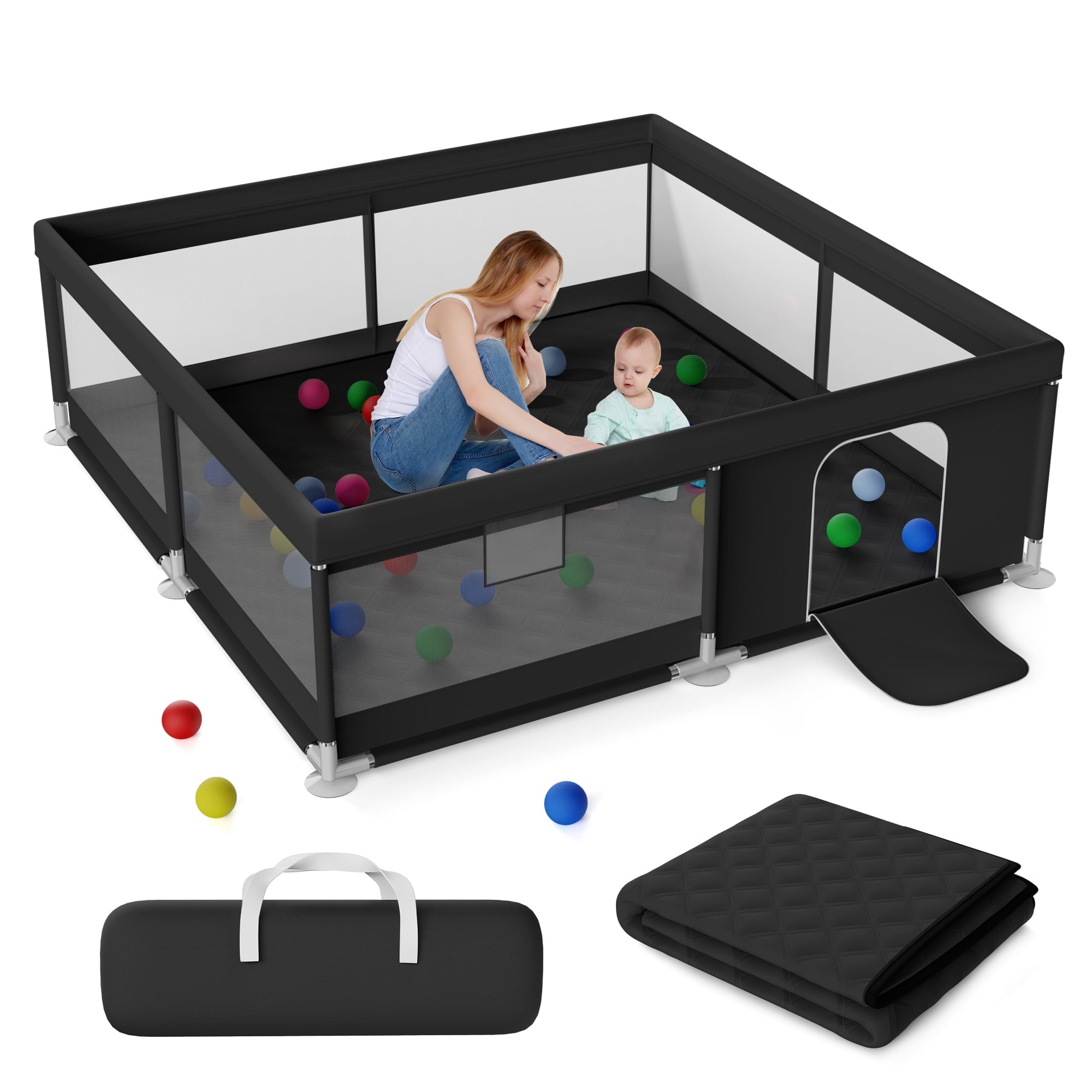 TEAYINGDE Baby Playpen Large Play Yard Fence With Mat for Toddlers, 50 ...