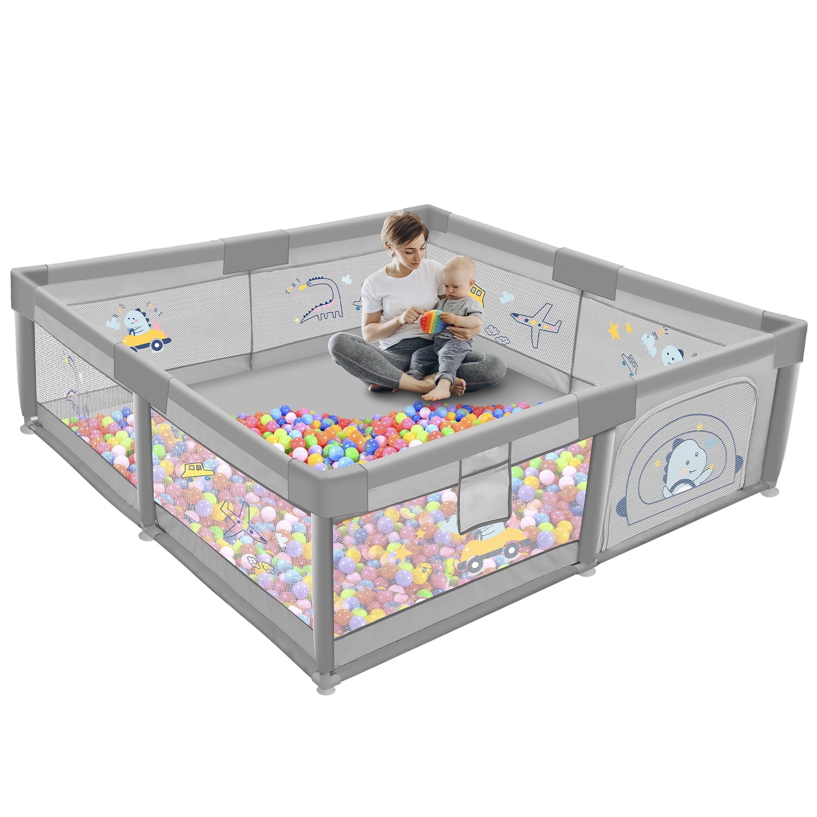 TEAYINGDE Baby Playpen, Play Yard, Baby Playards, 50"x50" Infant Travel ...