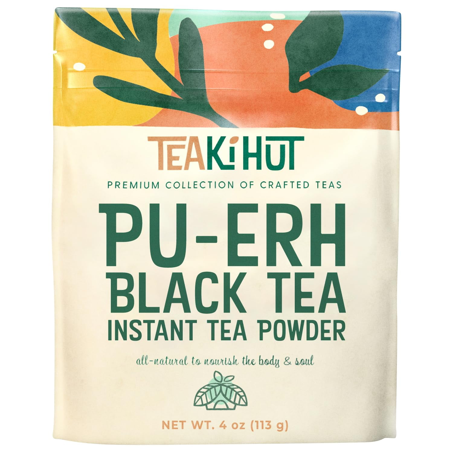 TEAki Hut Pu-Erh Tea Powder, Instant Tea Concentrate, Energy Drink Mix, Hot or Cold, 113 ...