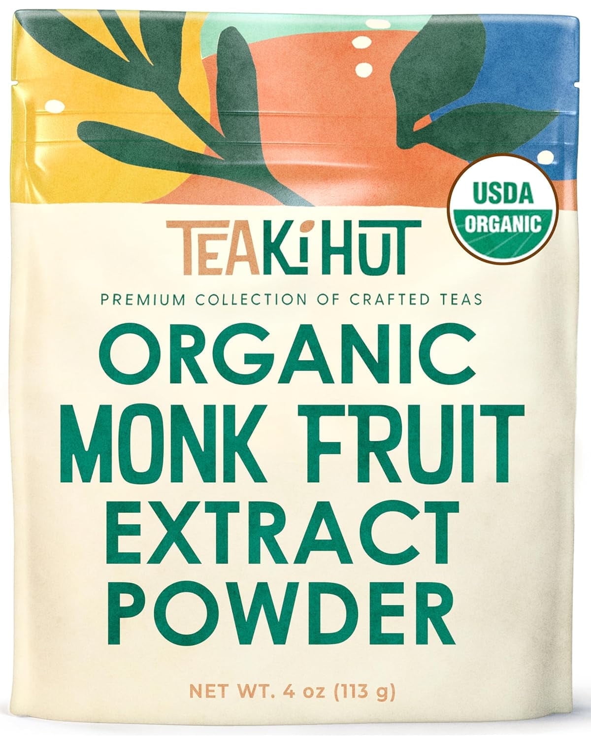 TEAki Hut Organic Monk Fruit Extract 4oz, Zero Calorie Sweetener, Sugar ...