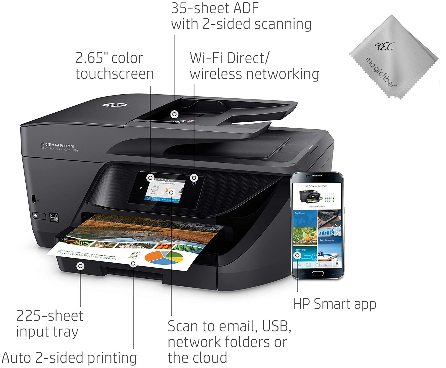 TEC HP OFFICEJET Pro 6978 Color Inkjet Wireless All-In-One Printer ...
