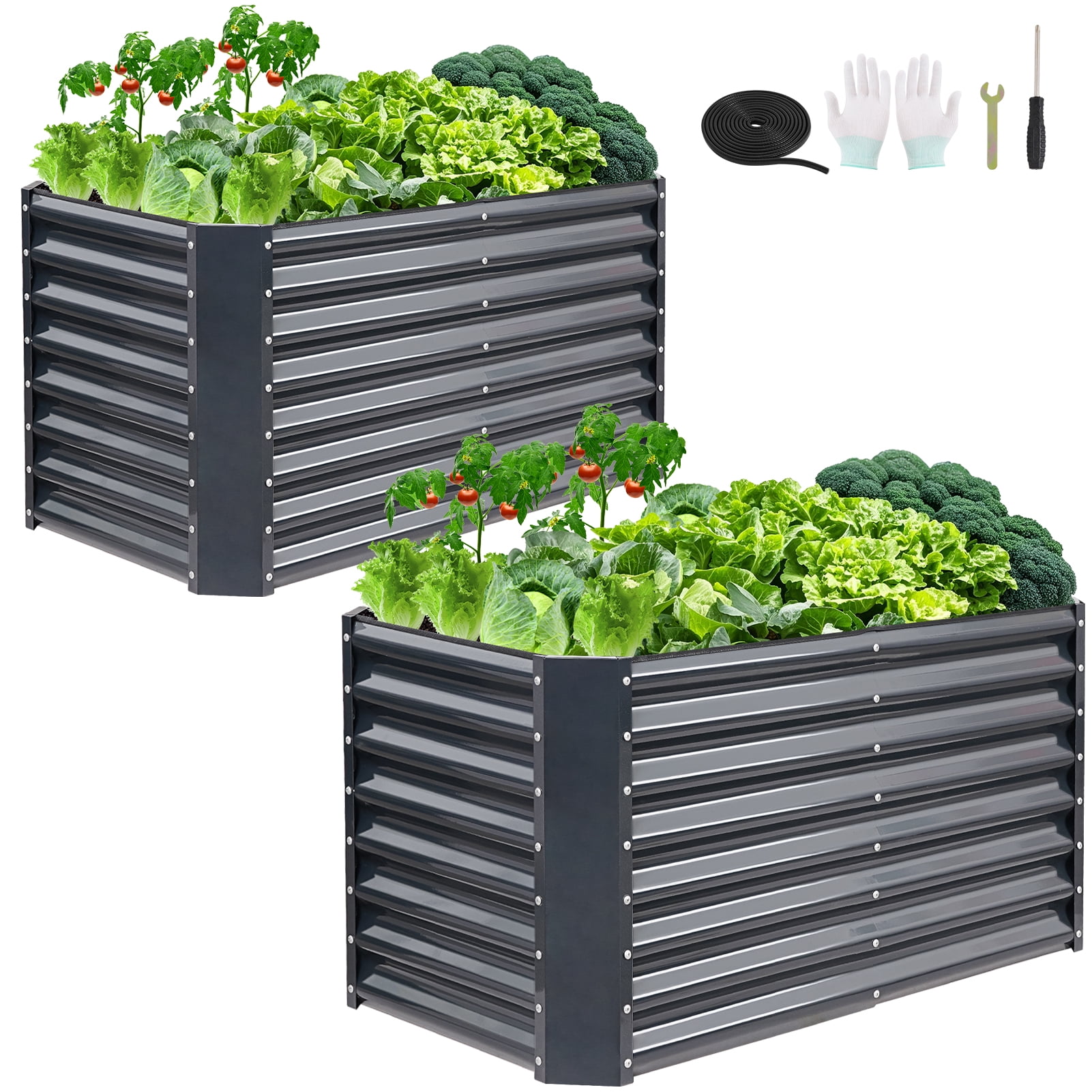 TECANA 2-Pack 4x2x2ft Raised Garden Bed Deep Root Planter Boxes ...