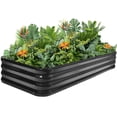 TECANA 5 in 1 Galvanized Raised Garden Bed - 8x3x1ft Modular Garden ...