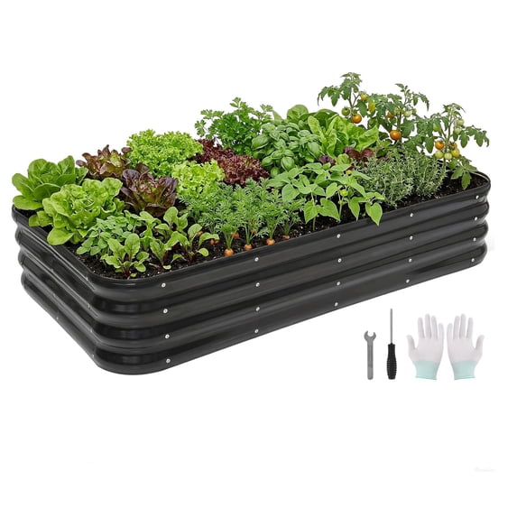 TECANA 5x3x1ft Galvanized Raised Garden Bed Modular Galvanized Raised ...