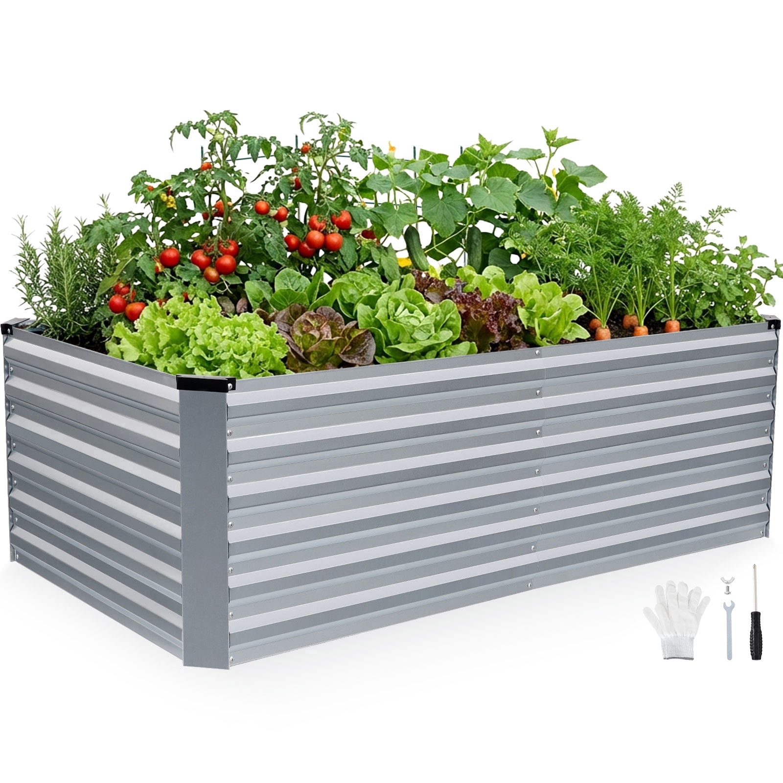 TECANA 6x3x2ft Galvanized Raised Garden Bed, Tool-Free Metal Planter ...