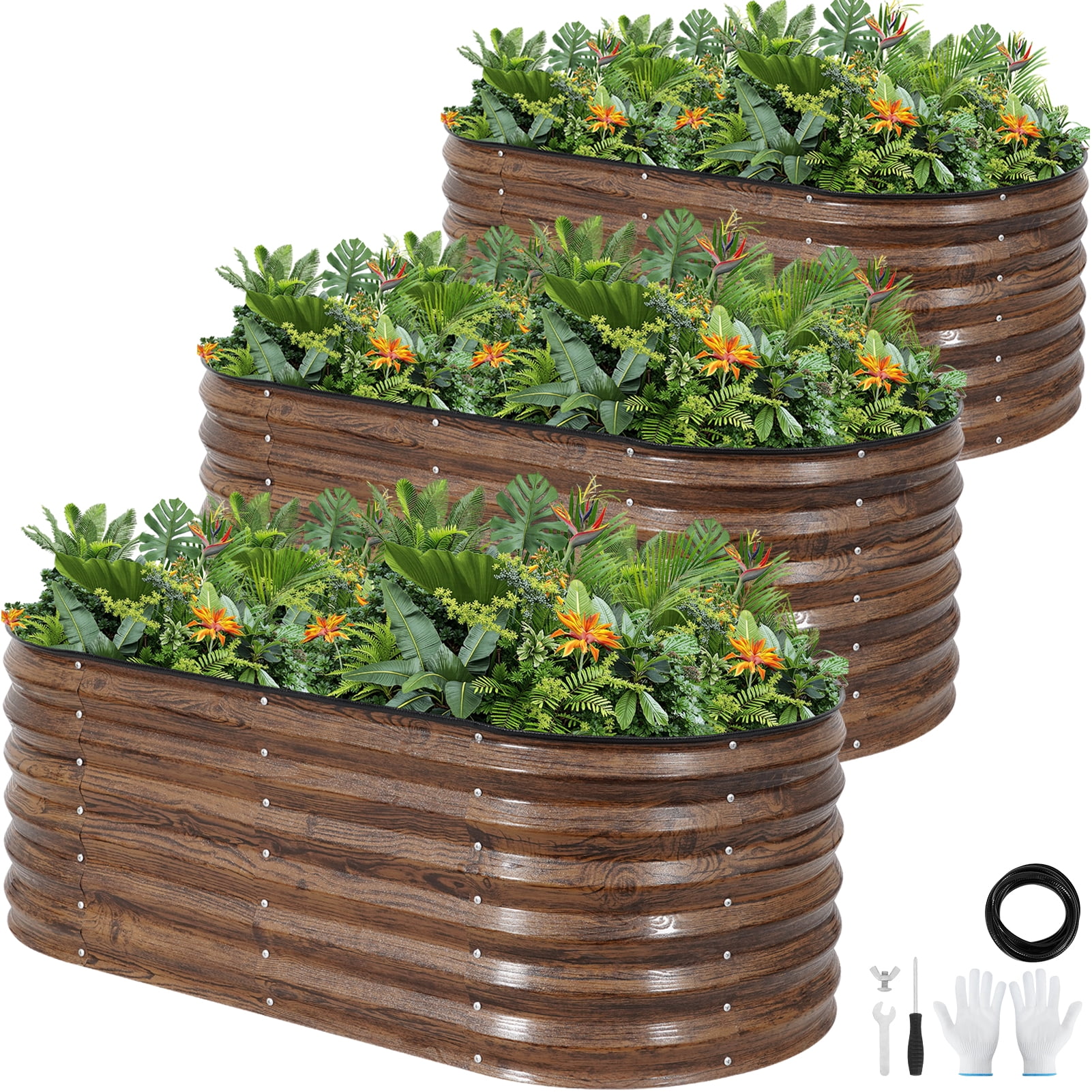 TECANA Raised Garden Bed Galvanized Steel Triple Protection Design 3 ...