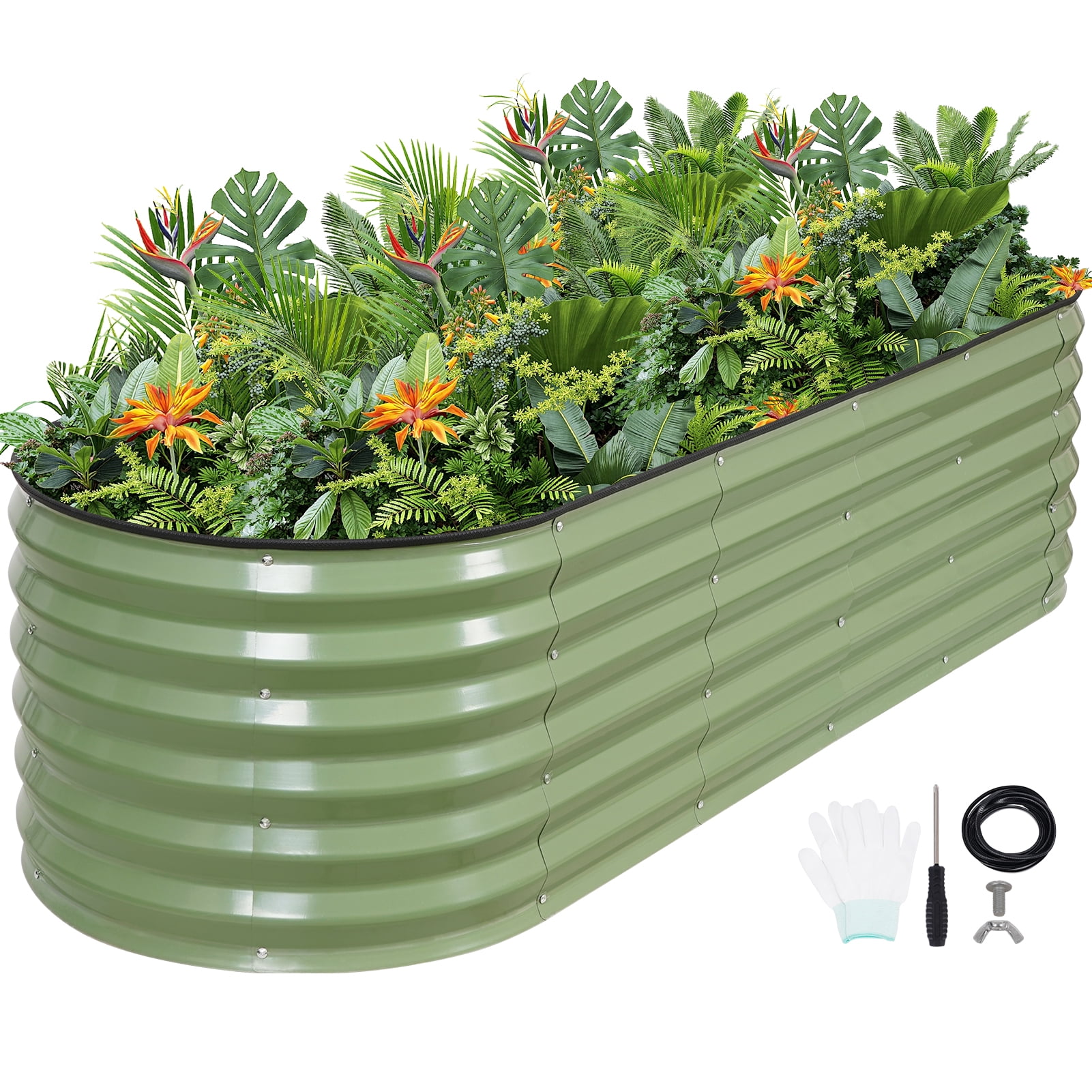 TECANA Raised Garden Beds - 6x2x1.4ft Galvanized Planter Boxes Kit with ...