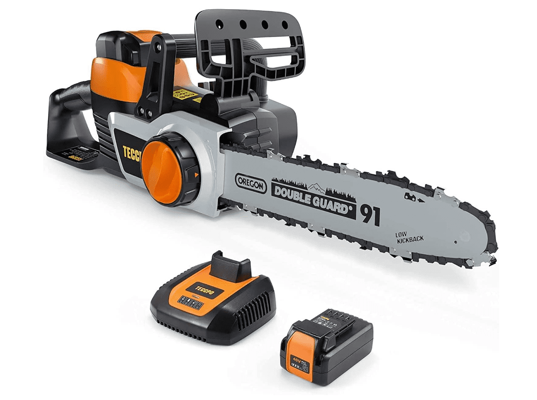 TECCPO 12In Portable Cordless Chainsaw electric 40V Mini Chain Saw w ...