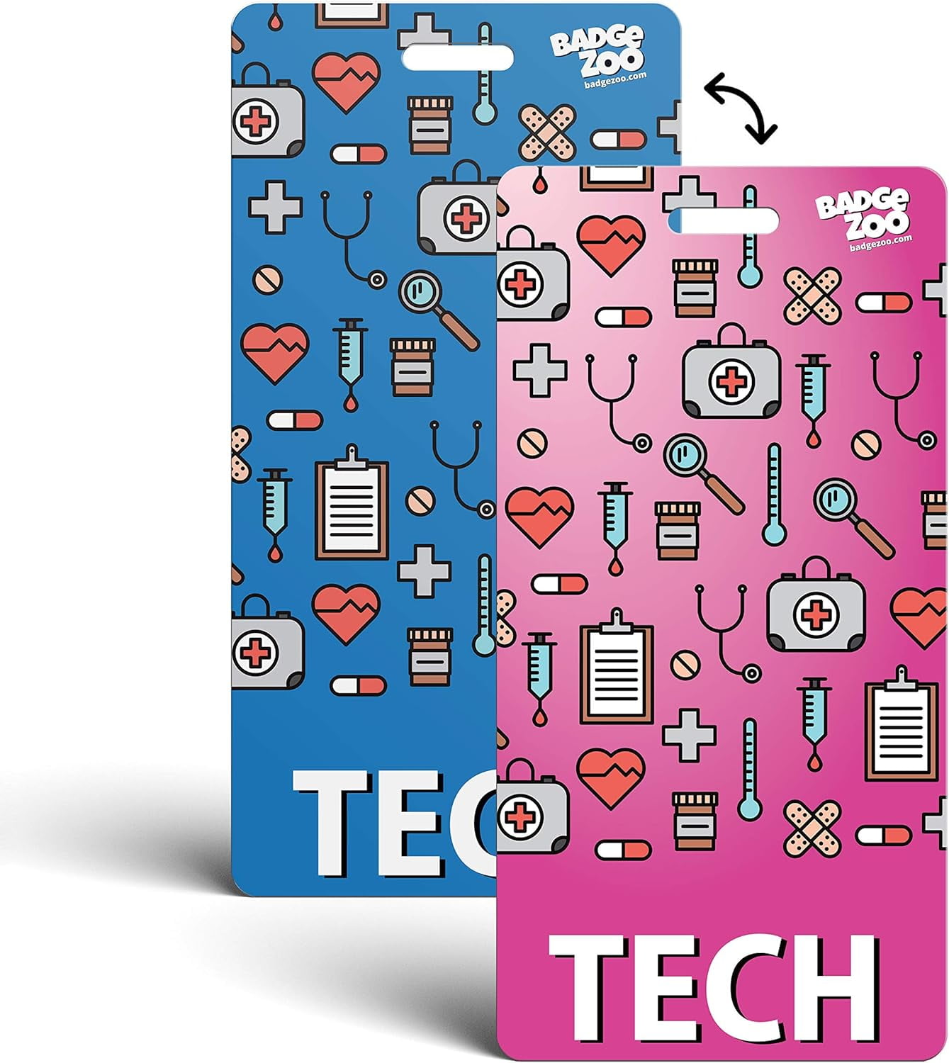 TECH Badge Buddy Blue/Pink Vertical Heavy Duty with Medical Themed ...