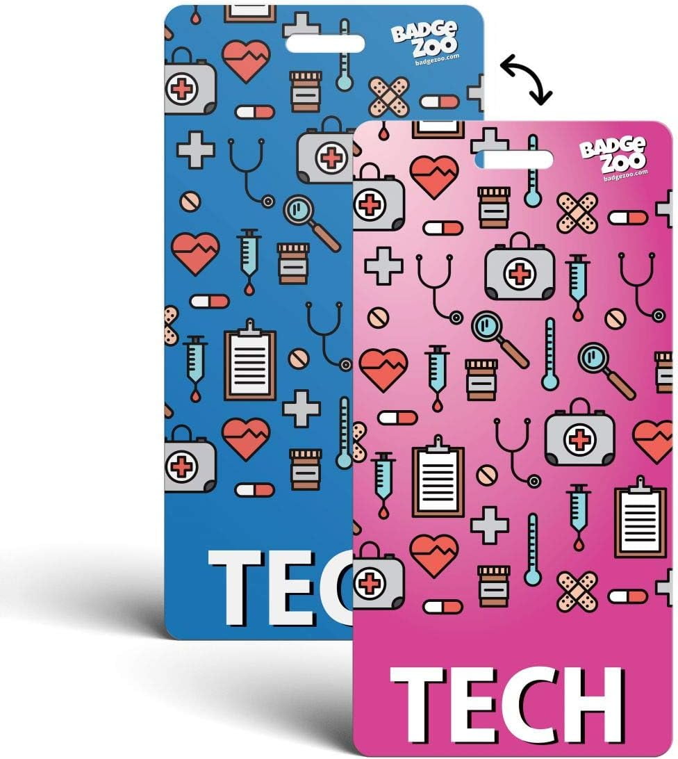 TECH Badge Buddy Blue/Pink Vertical Heavy Duty with Medical Themed ...