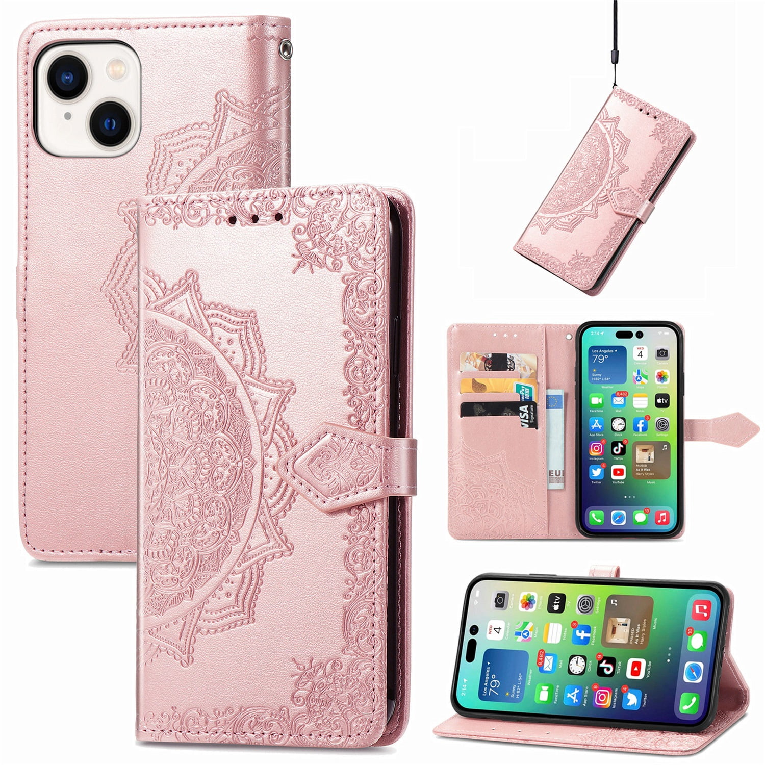 TECH CIRCLE Case for iPhone 15 (2023) - [Embossed Flower Pattern] PU ...