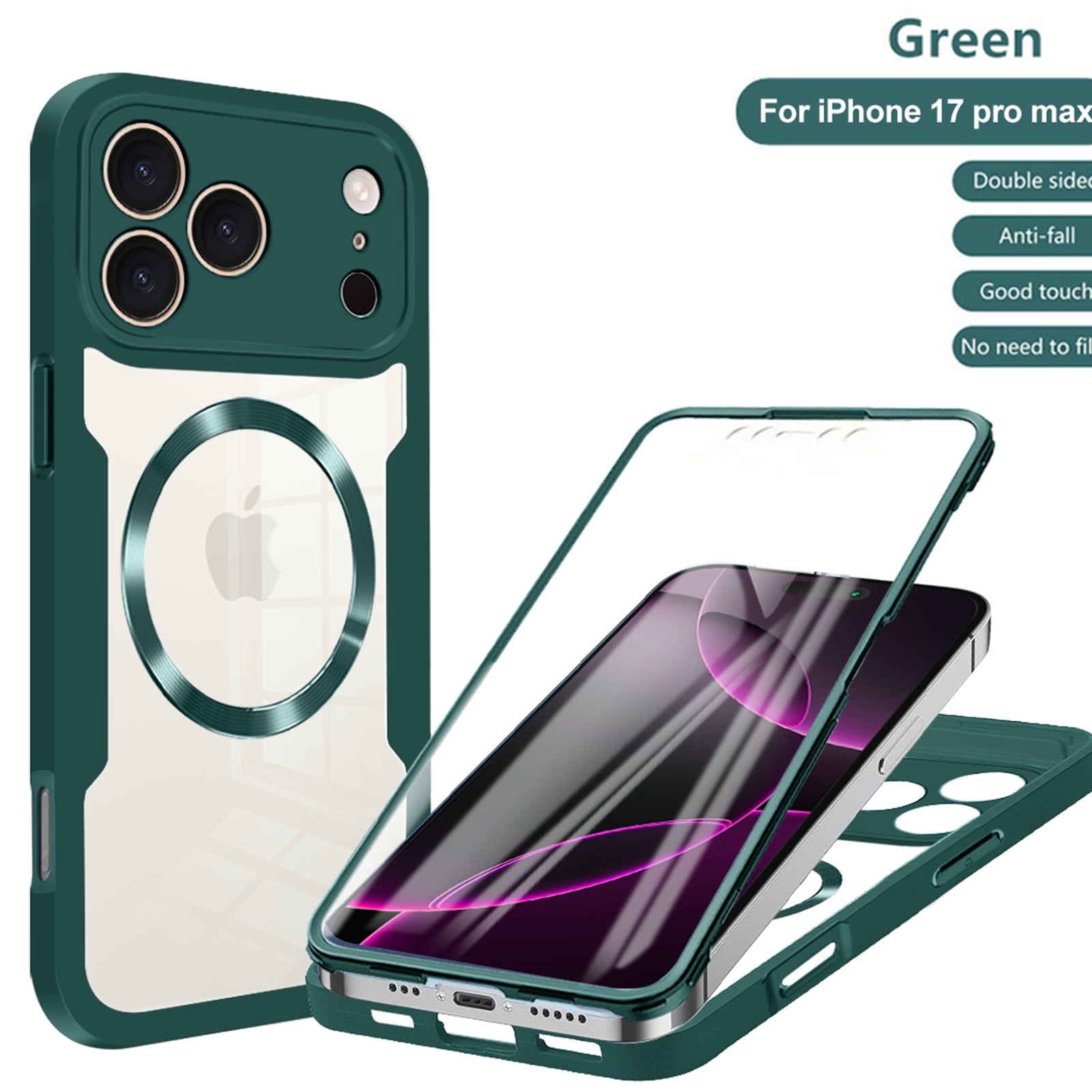 TECH CIRCLE Compatible with iPhone 17 Pro Max Magnetic Case Clear Full ...