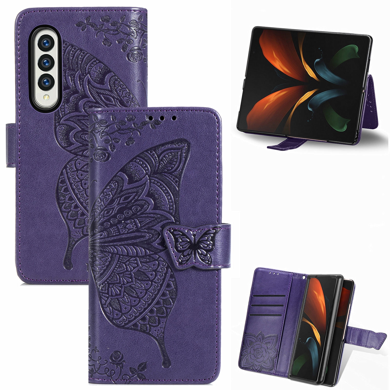 TECH CIRCLE for Samsung Galaxy Z Fold 4 Wallet Case,Butterfly Folio ...