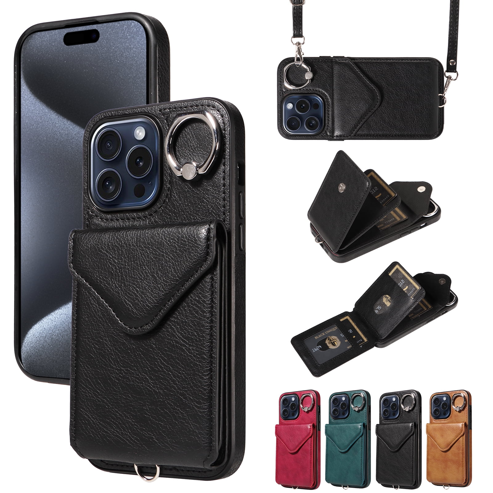 TECH CIRCLE Wallet Case with Card Holder For iPhone 14 Pro,Rotation ...