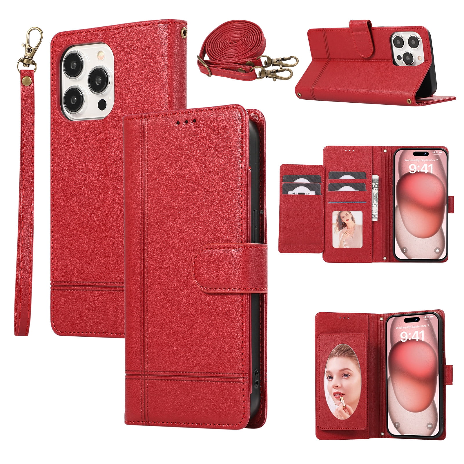 TECH CIRCLE Wallet Case For iPhone 12 Pro Max,Magnetic Flip Folio Stand ...