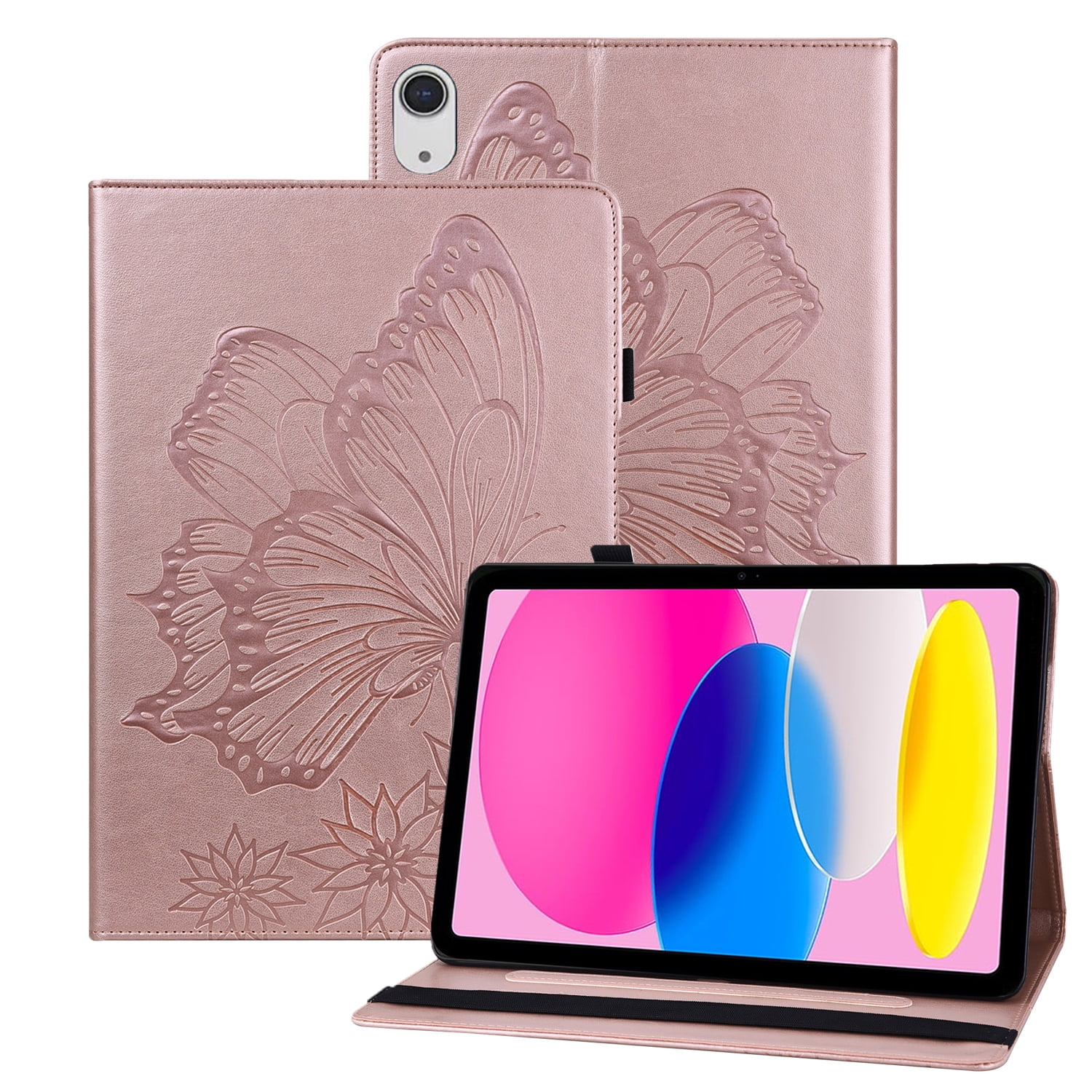 TECH CIRCLE iPad Case for iPad 10th Generation 2022,Slim Folio Stand Butterfly Embossed PU ...