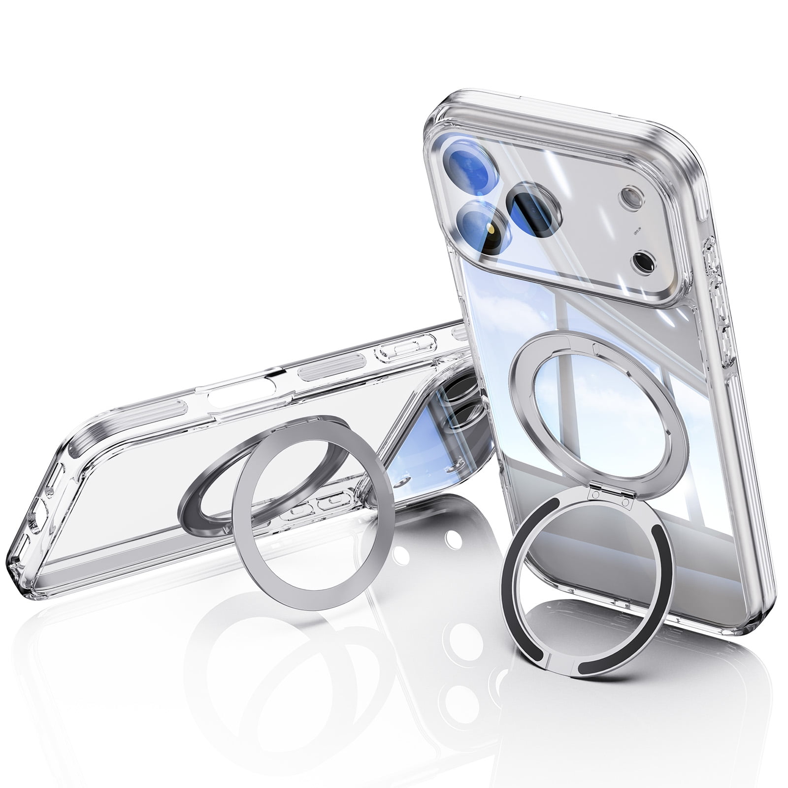 TECH CIRCLE For iPhone 13 Pro (6.1") Magnetic Clear Case with Rotating ...
