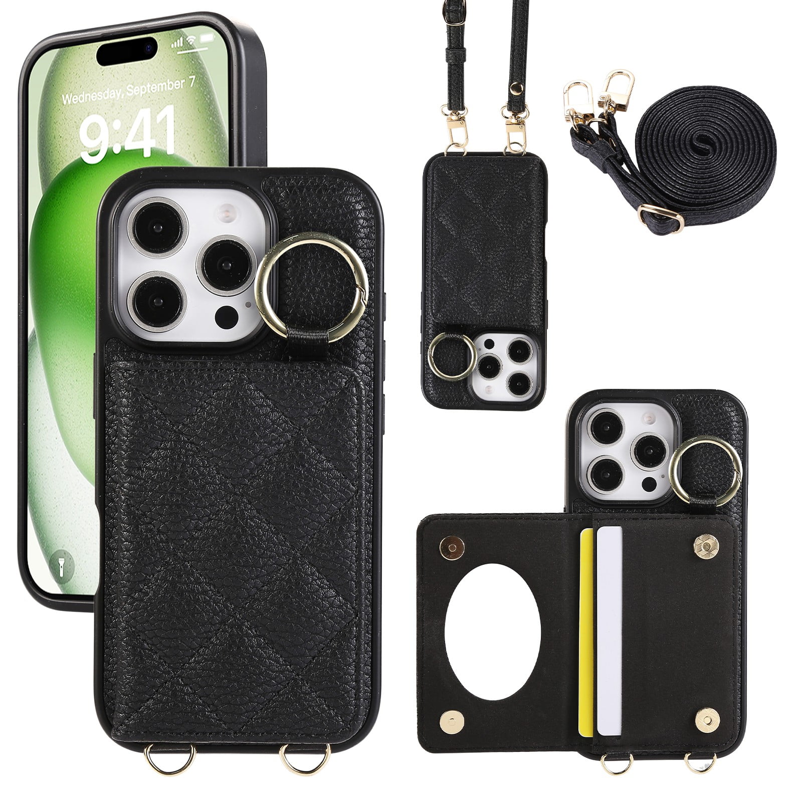 TECH CIRCLE for iPhone 13 Pro Case, Quilted PU Leather Double Magnetic ...