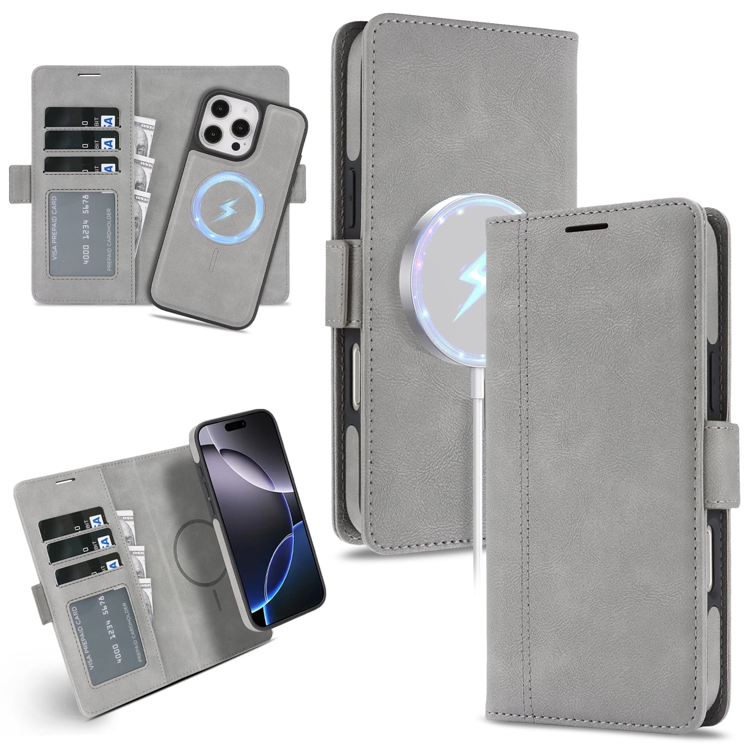 TECH CIRCLE For iPhone 13 Pro Magnetic PU Leather Case with Detachable ...