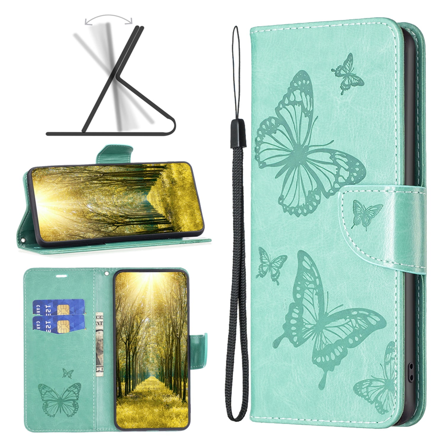 TECH CIRCLE iPhone 14 Pro Max Wallet Case,Embossed Butterfly PU Leather ...