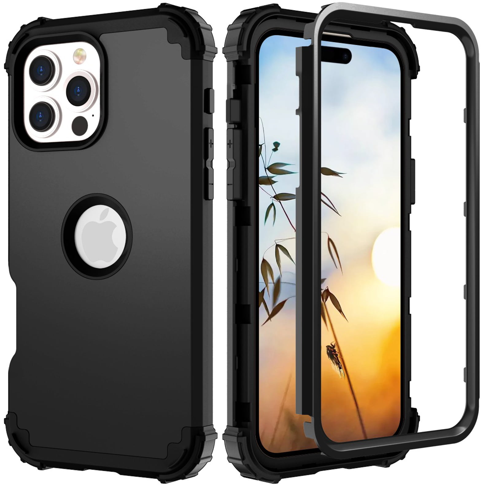 TECH CIRCLE for iPhone 15 Pro Slim Soft Rubber Armor Case,Three Layer ...