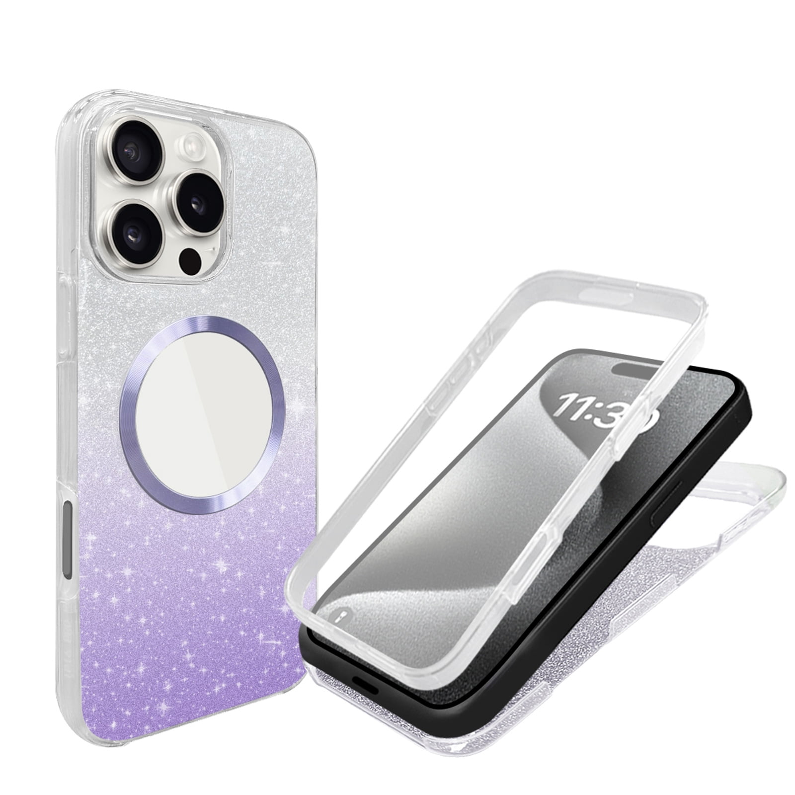 TECH CIRCLE for iPhone 16 Pro Case 6.3-Inch (2024), Cute Shimmer Case ...