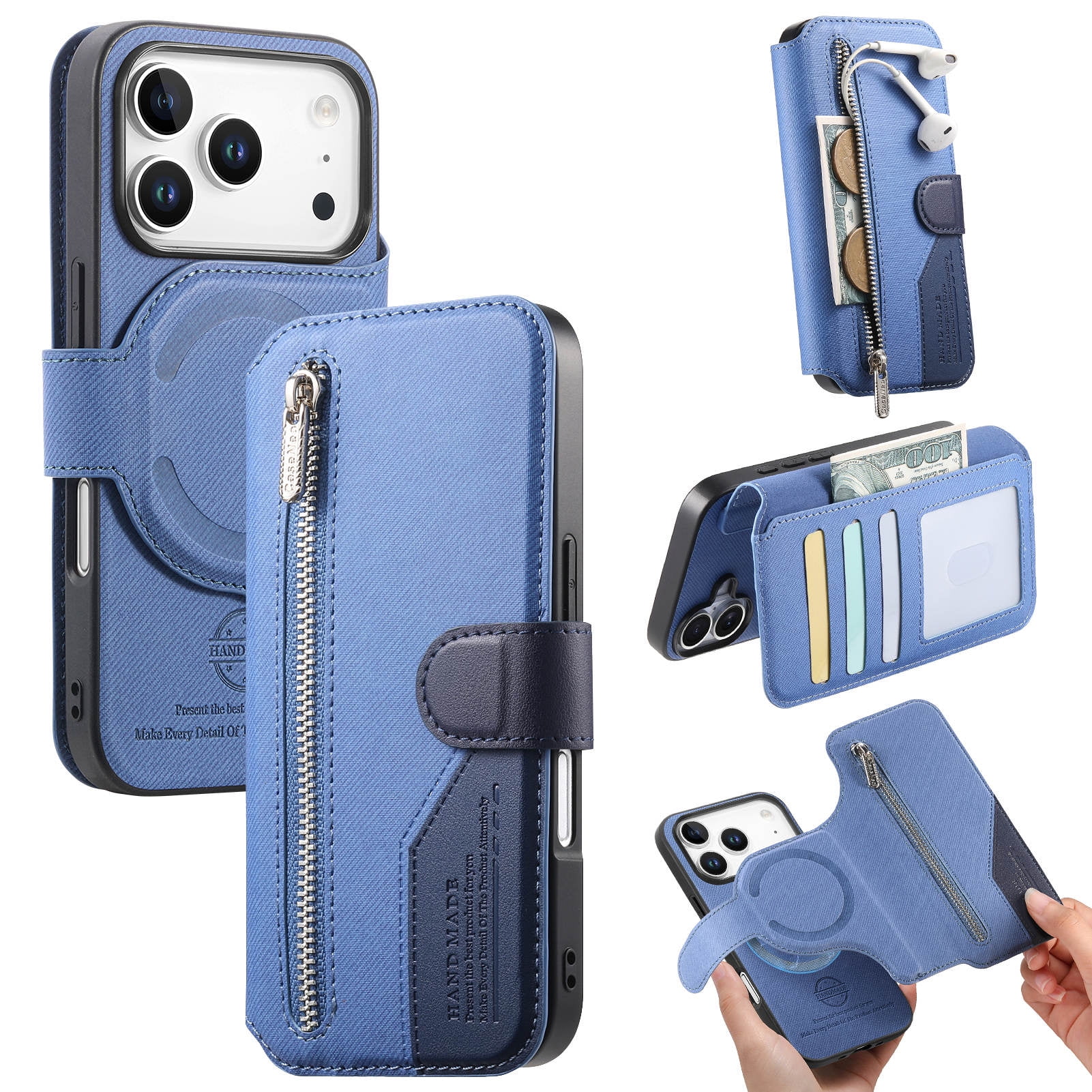 TECH CIRCLE For iPhone 17 Case, 2-in-1 Detachable Magnetic Flip Wallet ...