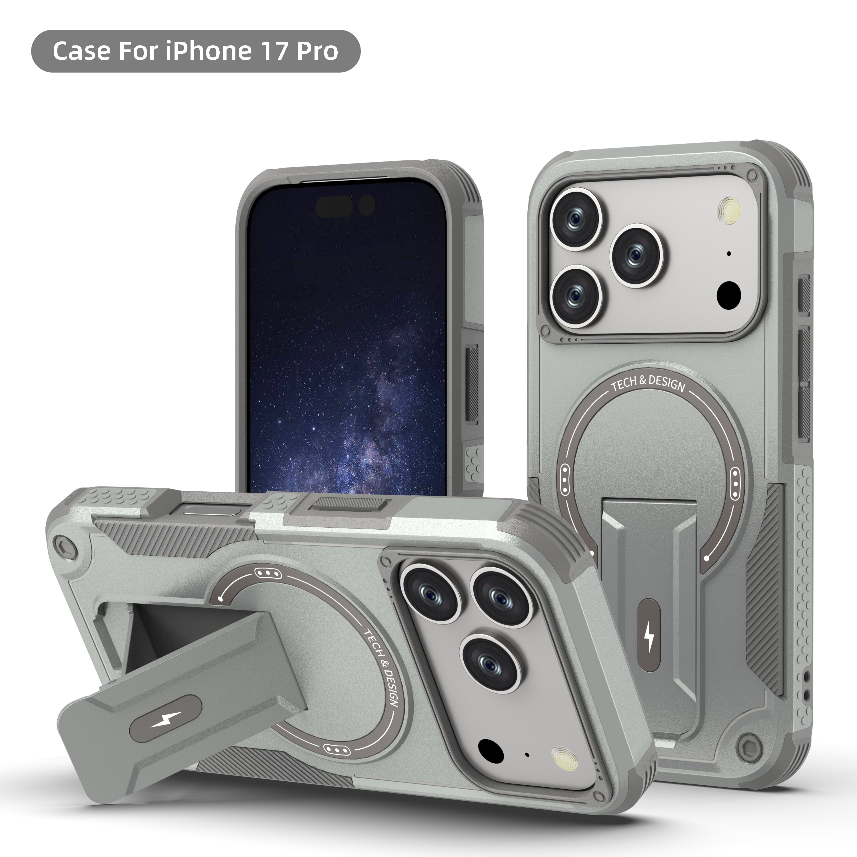 TECH CIRCLE for iPhone 17 Pro Magnetic Armor Hybrid Case with Invisible ...
