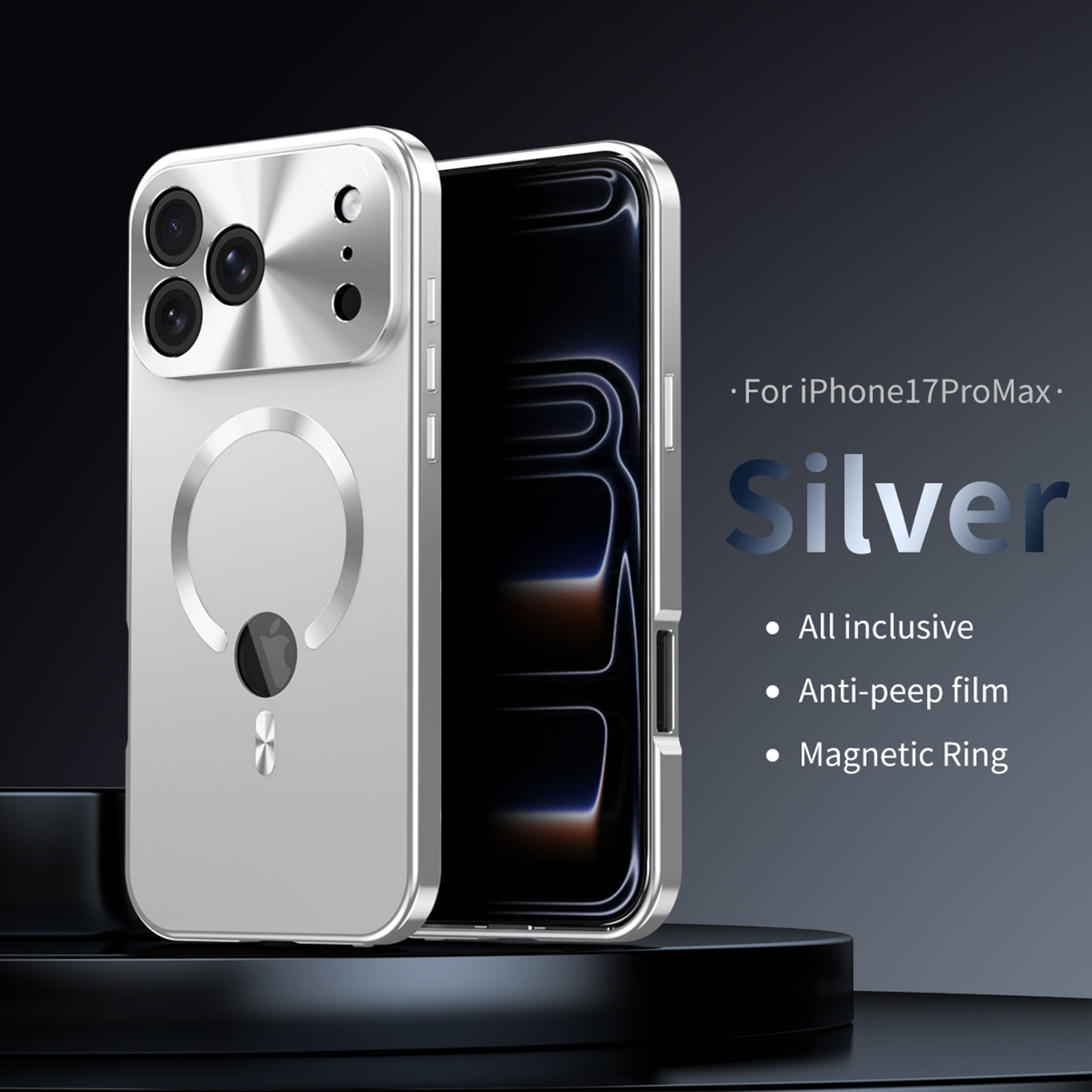TECH CIRCLE for iPhone 17 Pro Max Hard PC Case Magnetic Metal Edge Full ...