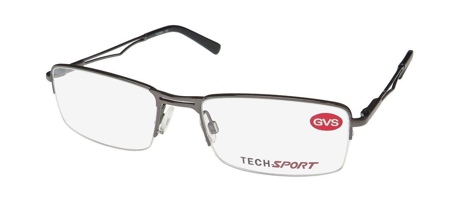 TECH-SPORT TXS3001 EYEGLASS FRAME/GLASSES HALF-RIMLESS STAINLESS STEEL ...