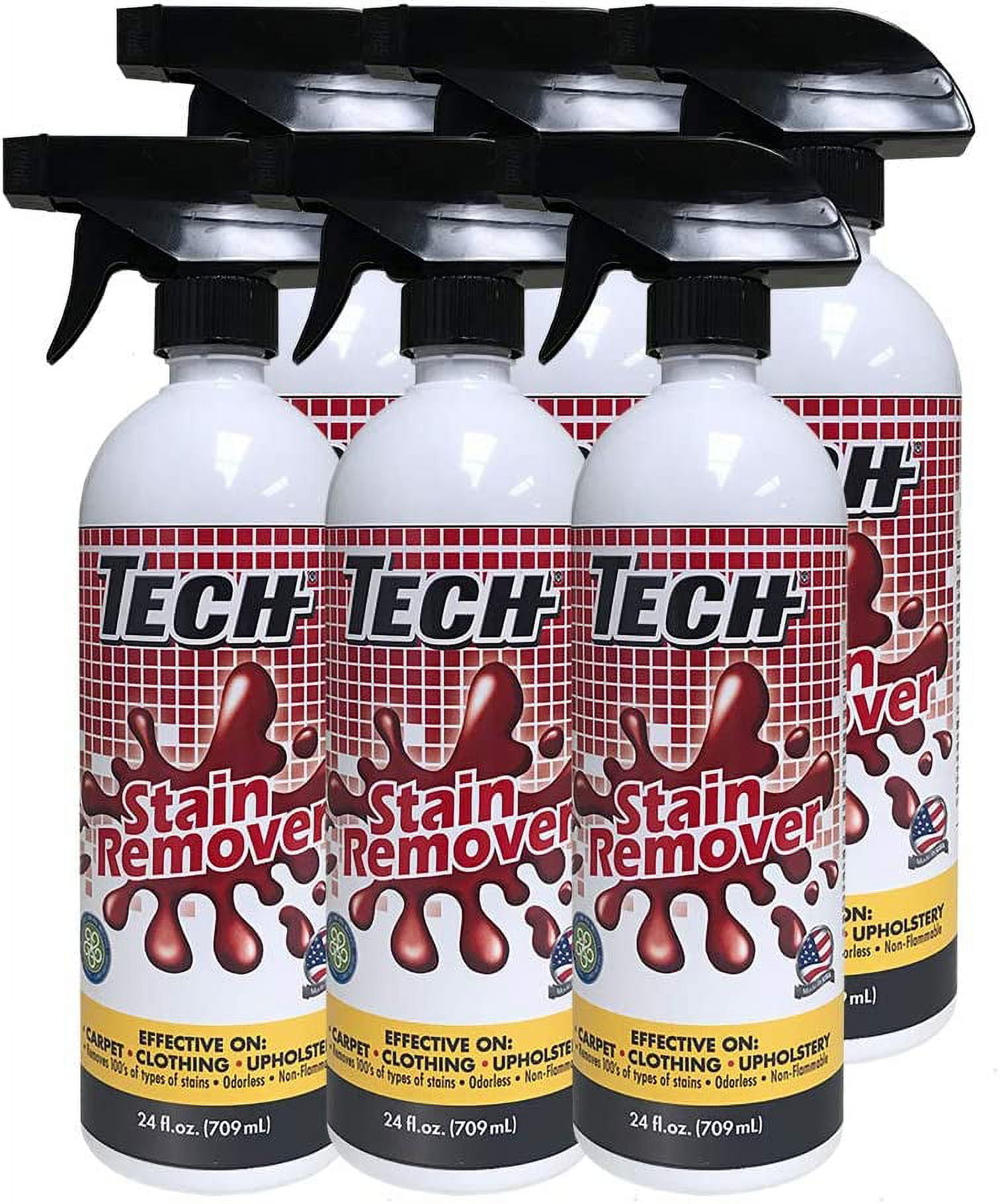 TECH Stain Remover, 24 oz Spray Bottle, 6 Pack, For Carpet, Clothes ...