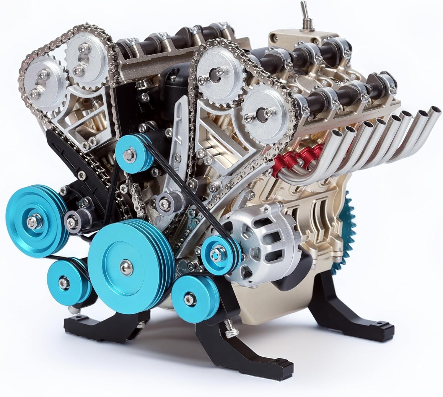 TECHING v8 Engine Model kit That Works Metal Mechanical Metal Assembly DIY Car Engine Model Kit ...