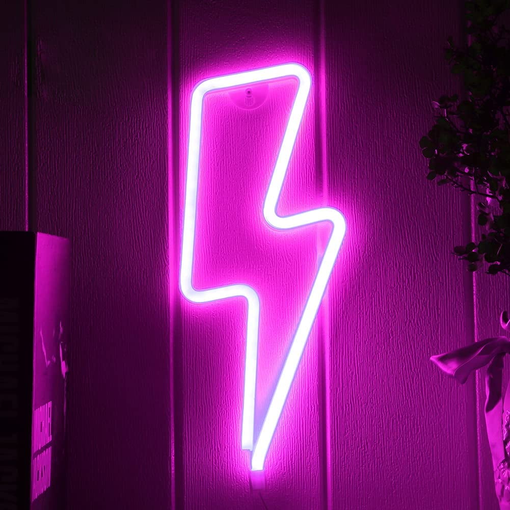 TECHSHARE Cute Cool LED Lightning Neon Sign for Bedroom, Energy ...