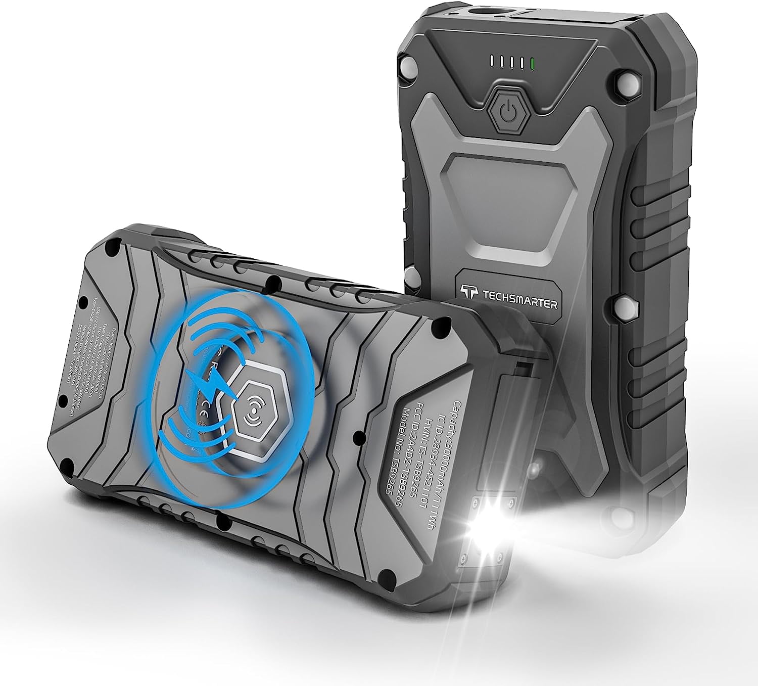 TECHSMARTER 30000mAh Rugged, Waterproof Portable Charger with 15W ...