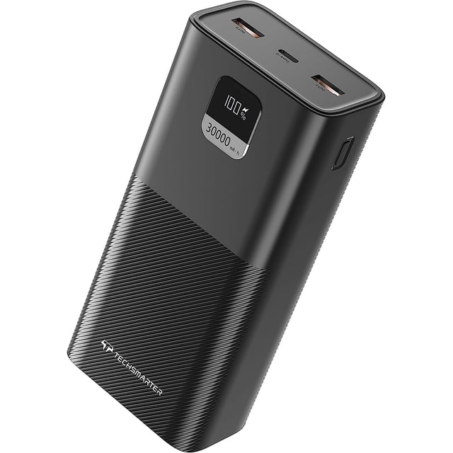 Techsmarter 30000mAh 65W USB-C Power Bank, Super Fast Charger for ...