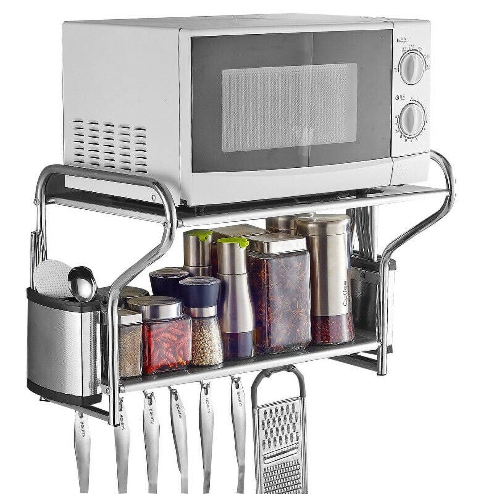 TECHTONGDA 2 Layers Microwave Oven Wall Shelf Rack Stainless Steel ...