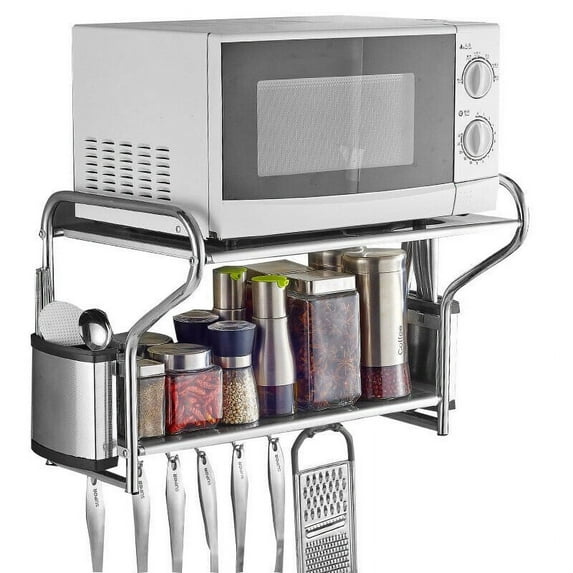 TECHTONGDA 2 Layers Microwave Oven Wall Shelf Rack Stainless Steel ...