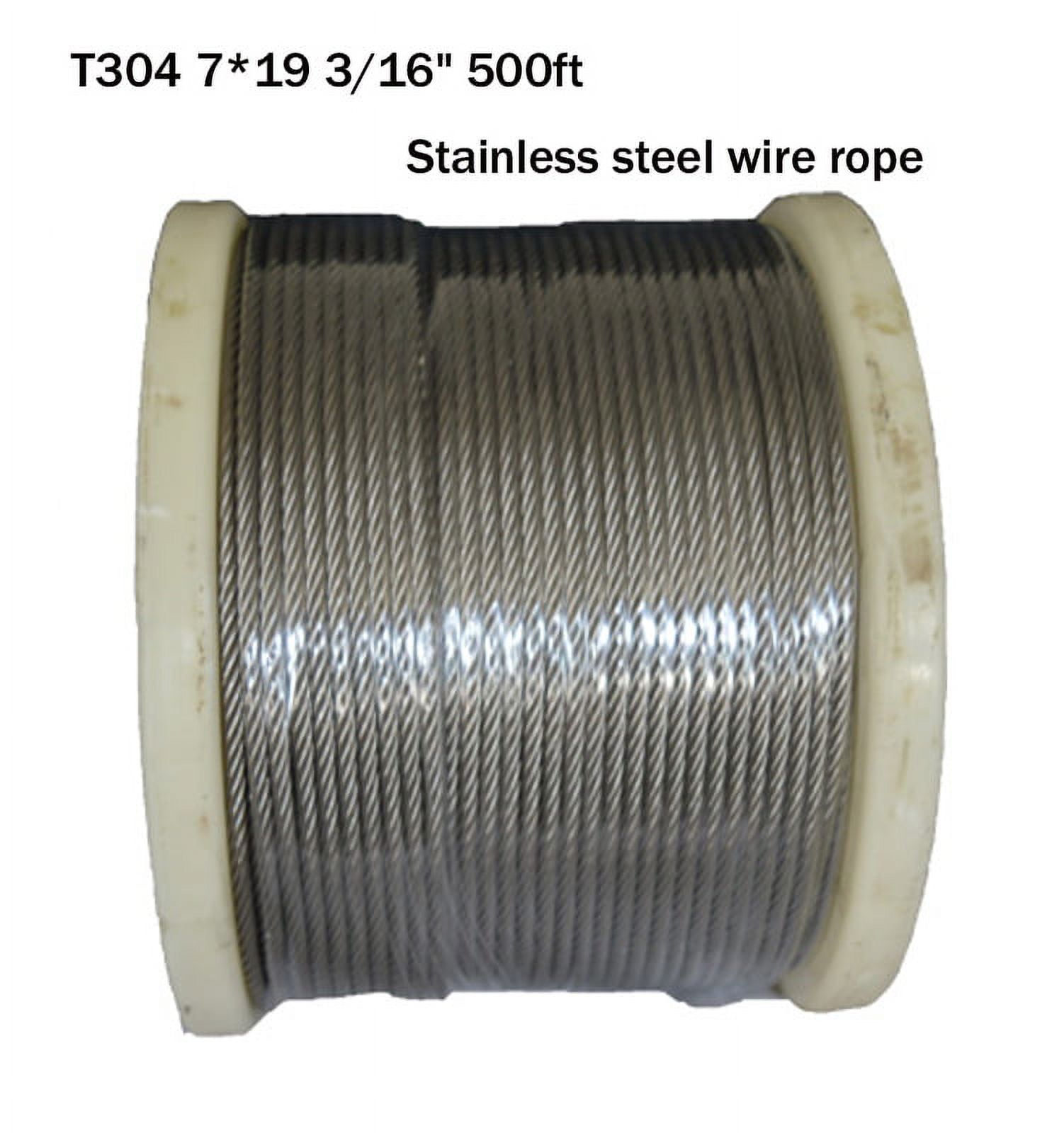 TECHTONGDA 304 Stainless Steel Wire Rope Reel Length 500' Strand Core ...