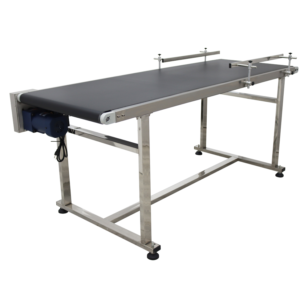 TECHTONGDA Belt Conveyor With Double Guardrail Black PVC Belt Conveyor ...
