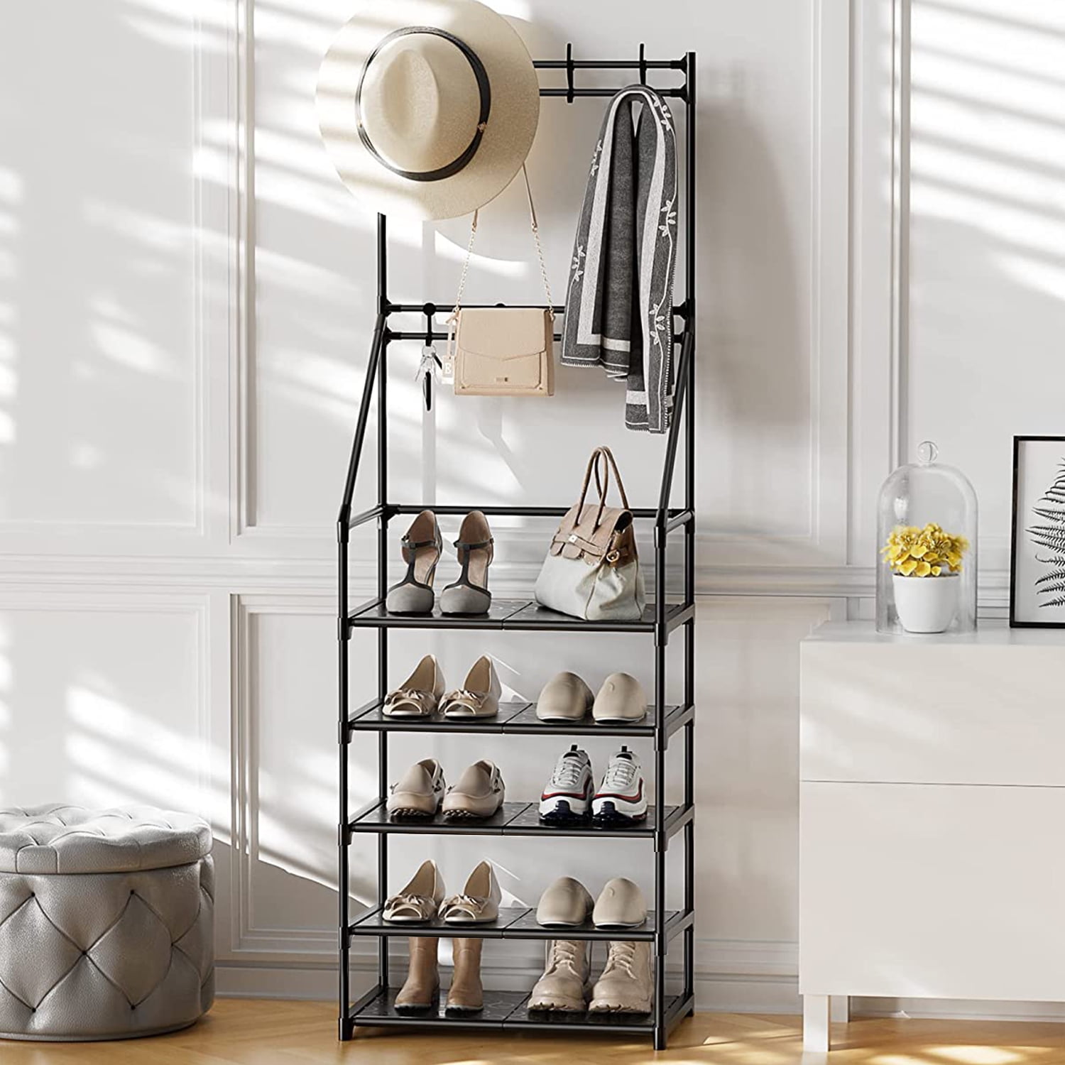 TECHVIDA 5-Tier Shoe Rack Shoe Storage for Entryway,Coat and Shoe Rack ...