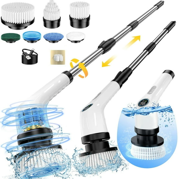 2025 New Christmas Limited Electric Rotating Scrubber - 2500mAh, 7 Replaceable Brush Heads, Dual ...