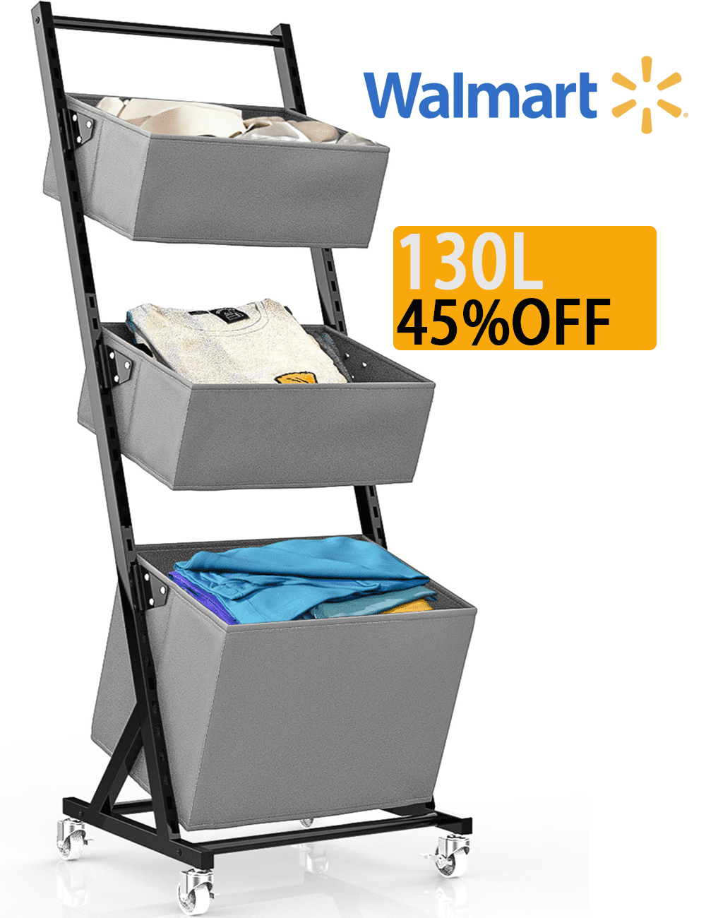 Techvida Laundry Sorter with Lockable Swivel Wheels, Grey - Walmart.com