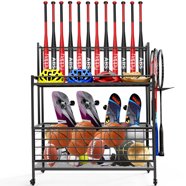 funtasica Modern Metal Sports Ball Storage Rack, 4 Tier Ball Rack ...