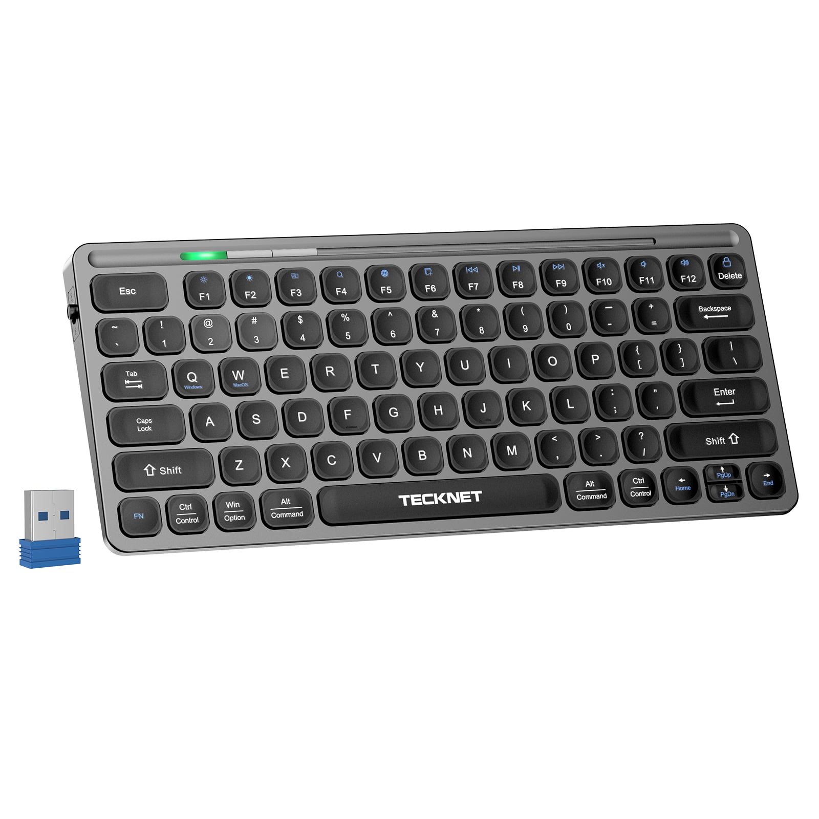 TECKNET 2.4G Small Wireless Keyboards, Mini Keyboard Compact Wireless ...