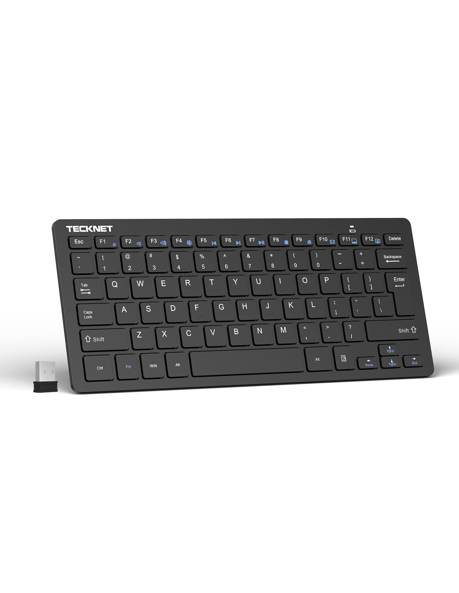 TECKNET 2.4G Wireless Keyboard, Small Wireless Keyboard with Media ...