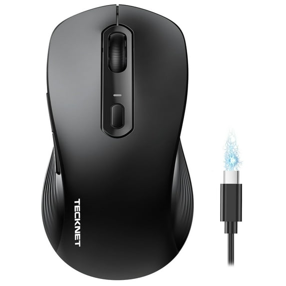 TECKNET Rechargeable Bluetooth Mouse, [ USB + BT5.0 + BT3.0 ] Wireless ...