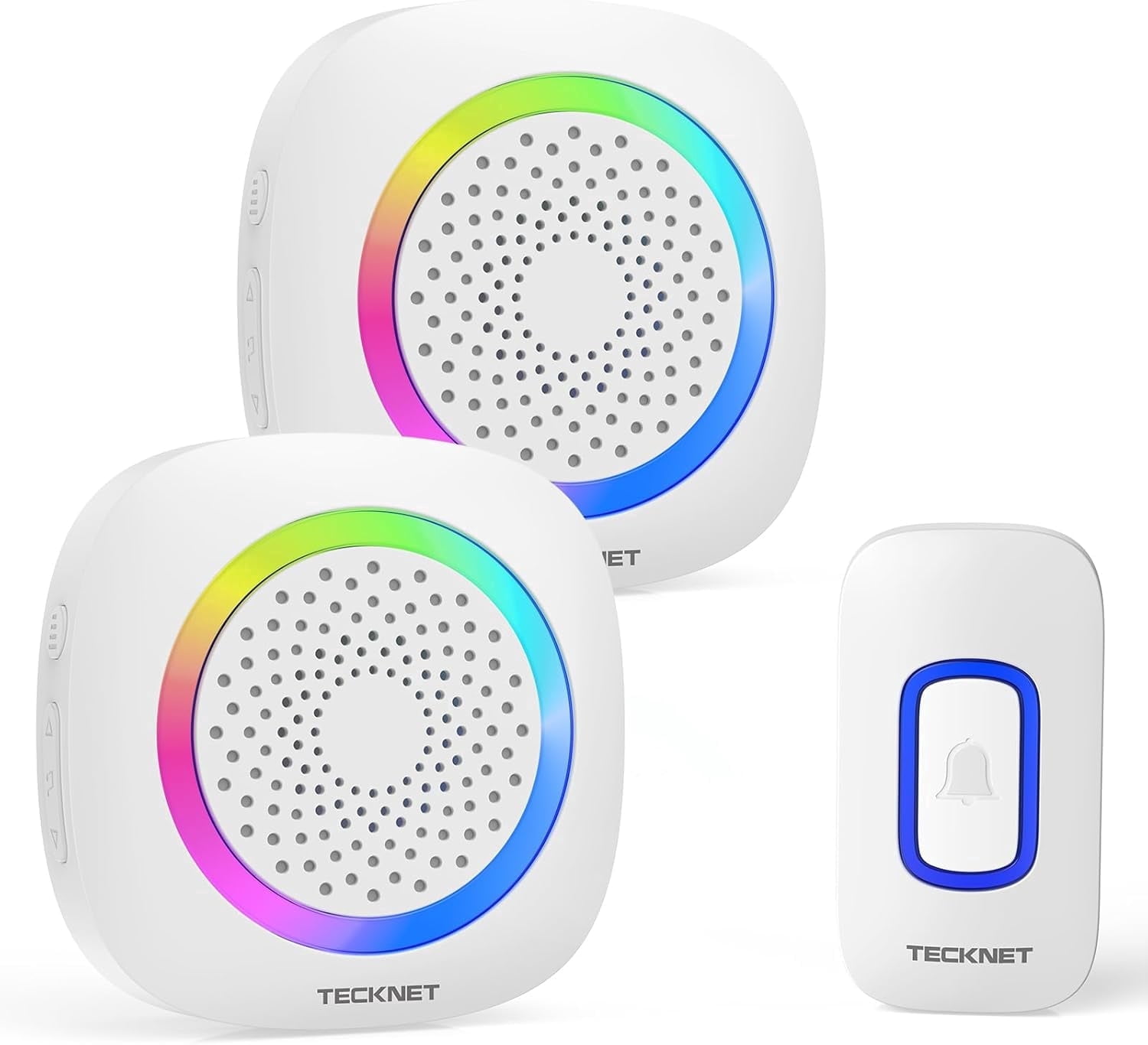 TECKNET Wireless Doorbell with 2 Portable Doorbell with RGB Light ...