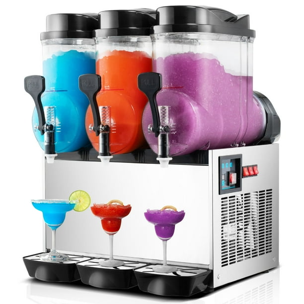 TECSPACE 110V Commercial Slushy Machine, 3 Tanks 45L Stainless Steel ...