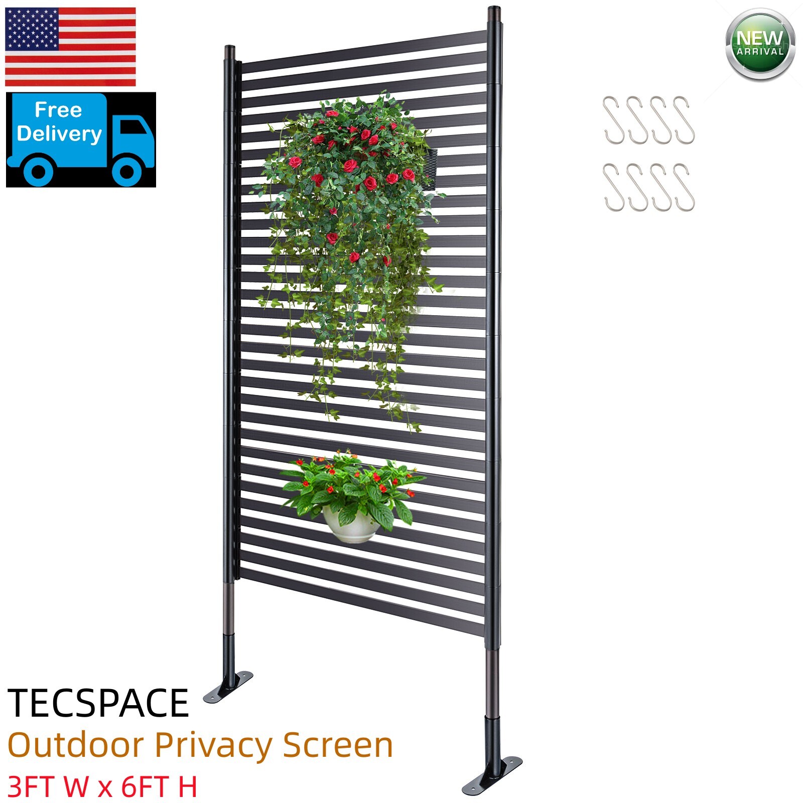 TECSPACE 3FT W x 6FT H Splicable Decoration Fence for Patio, Courtyard ...