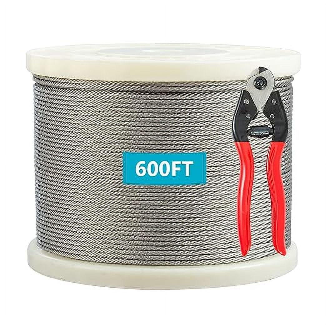 TECSPACE 500Ft Stainless Steel Wire Rope, 1/8” T316 Stainless Steel ...